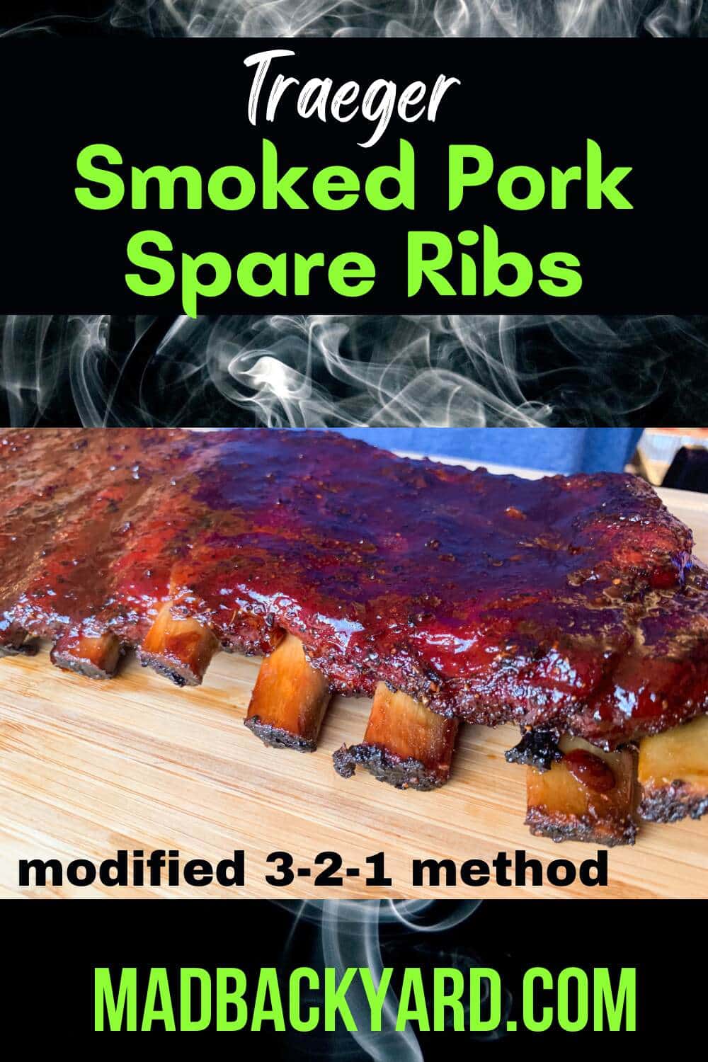 Smoked Pork Spare Ribs on a Traeger Pellet grill | Mad Backyard
